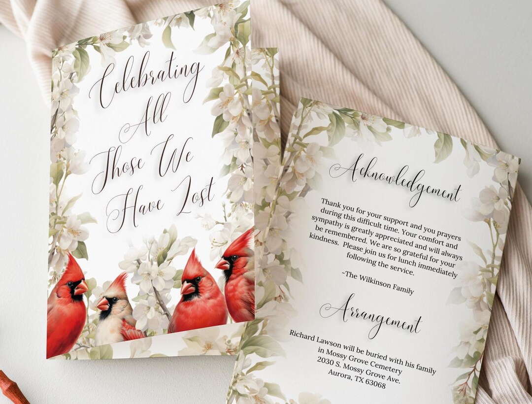 Funeral Program Template, Editable Obituary Celebration of Life Program ...