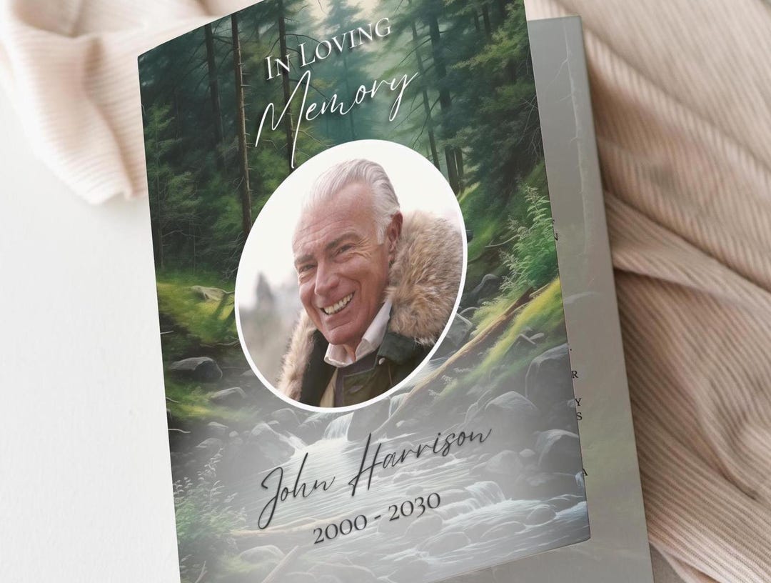 Funeral Program Template, Editable Obituary Celebration of Life Program ...