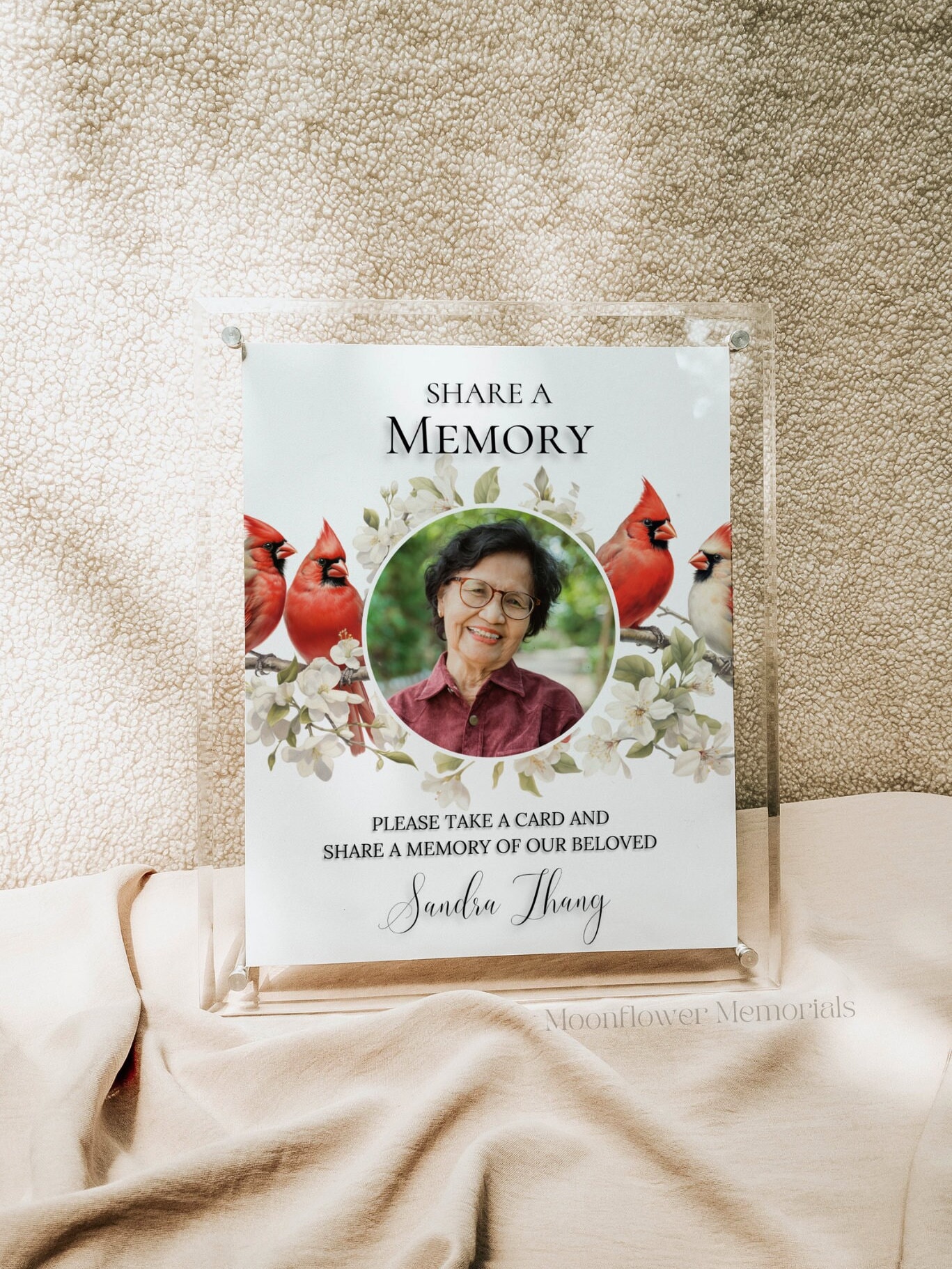 Red Cardinal Birds Please Share A Memory Funeral Poster Sign - Etsy