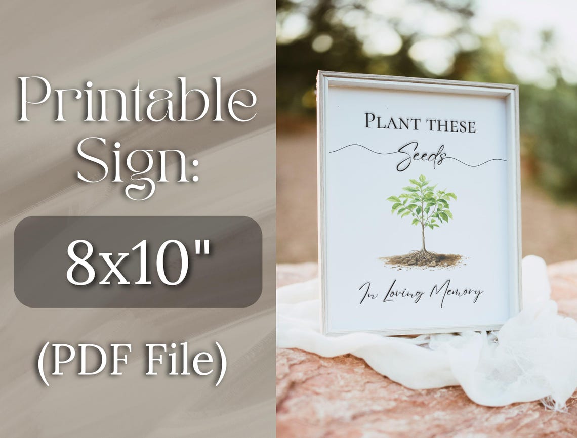 Memorial Seed Packet Sign: Celebration of Life Favors (digital Download ...