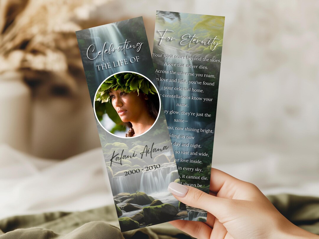 Tropical Memorial Bookmark Template: Hawaiian Celebration of Life ...