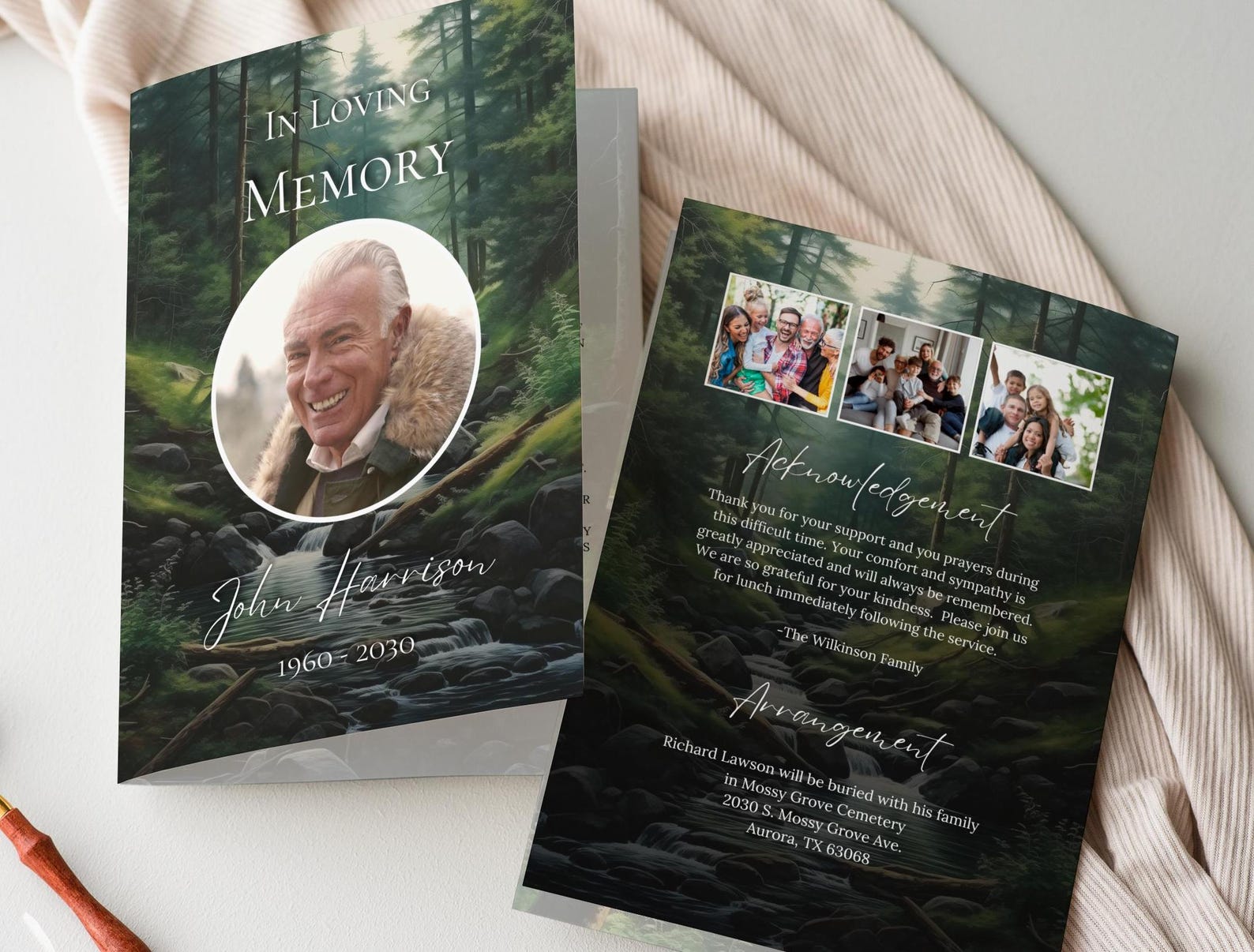 Funeral Program Template, Editable Obituary Celebration of Life Program ...