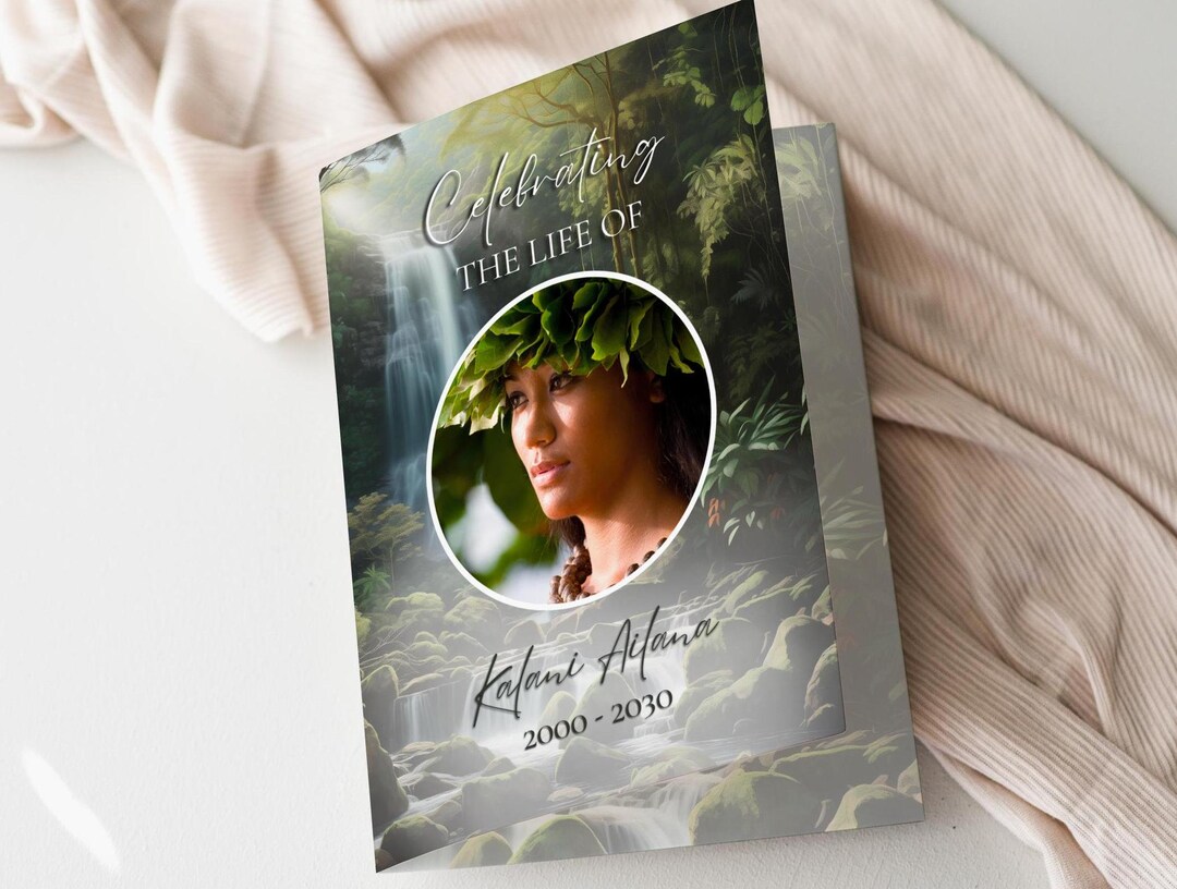 Tropical Funeral Program Template: Hawaiian Celebration of Life ...