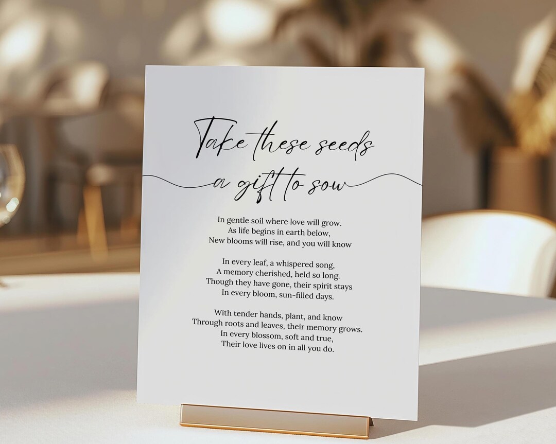 Memorial Seed Packet Sign: Celebration of Life Favors (digital Download ...