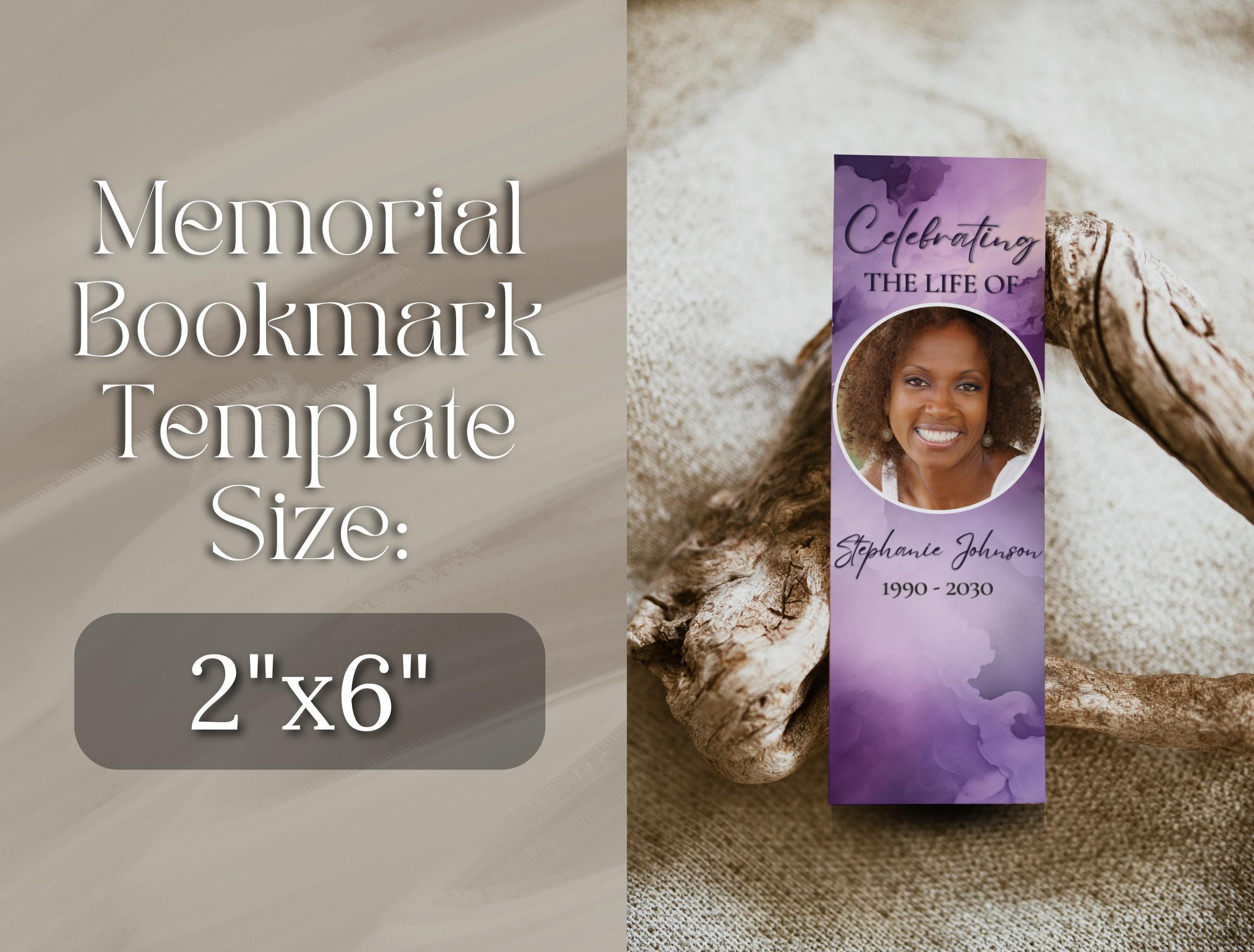 Purple Watercolor Memorial Bookmark Template: Celebration of Life ...