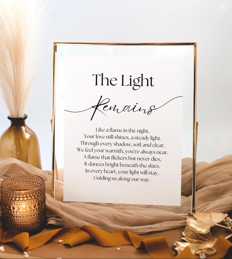 Memorial Table Sign: Celebration of Life Poem (8x10 PDF Download) - Etsy