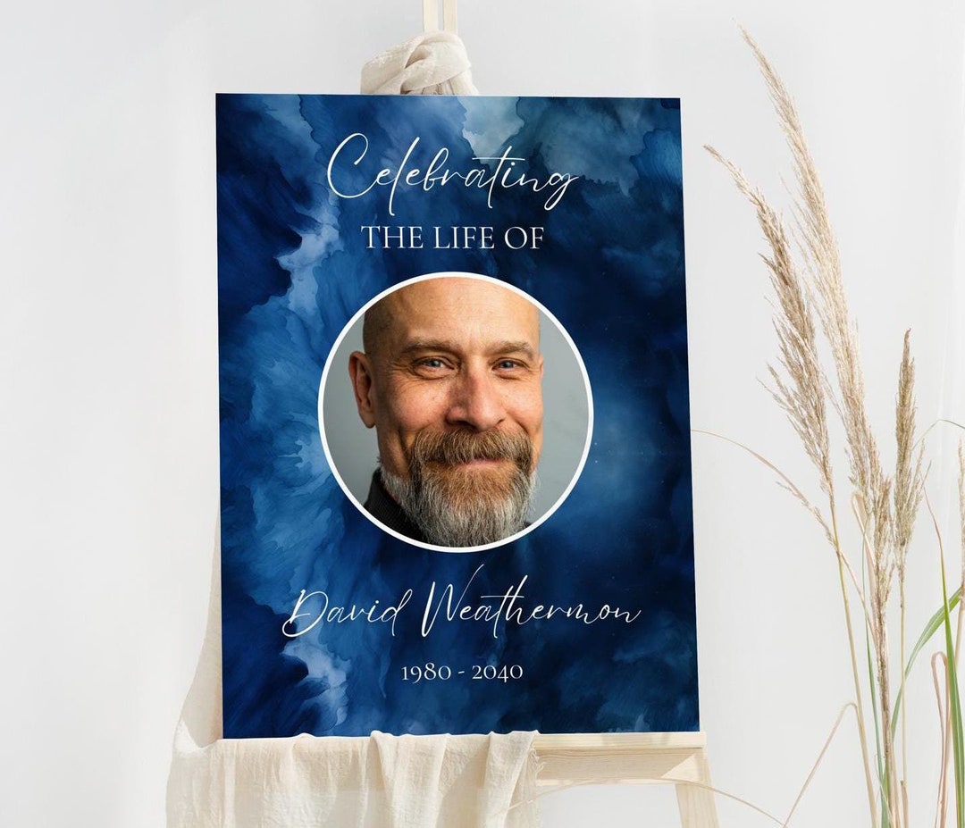 Celebration of Life Poster Decorations Editable Funeral Sign Template ...