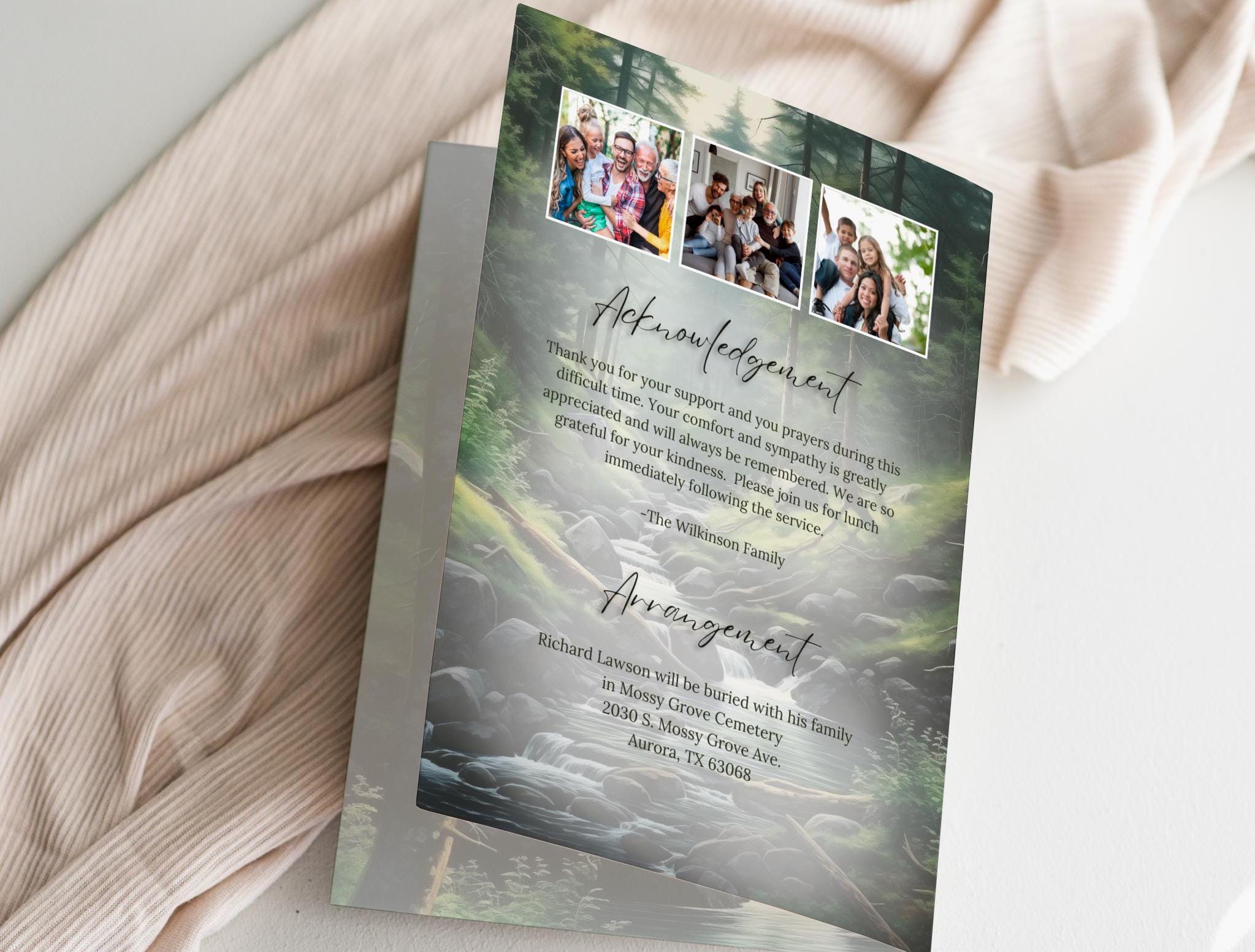 Funeral Program Template, Editable Obituary Celebration of Life Program ...
