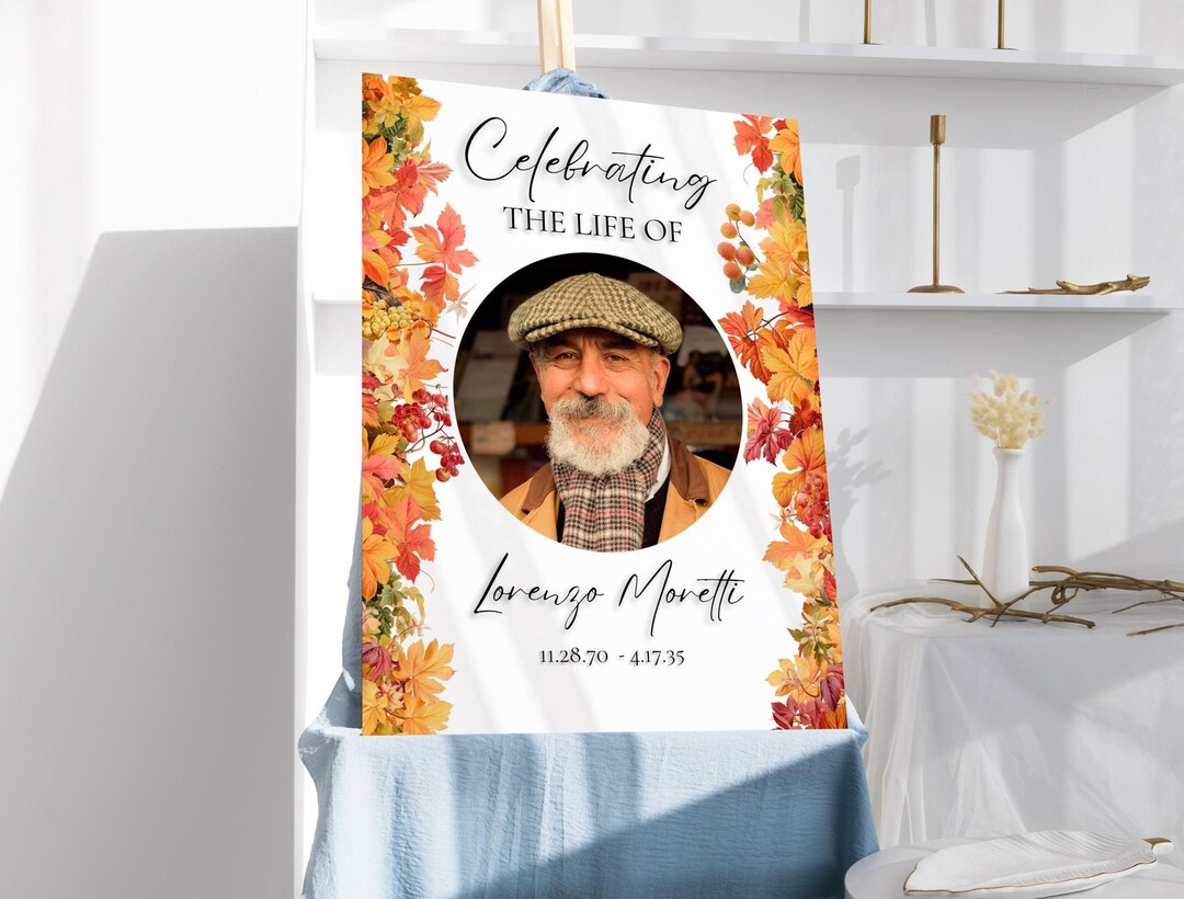 Autumn Leaves Funeral Poster Template: Celebration of Life (digital ...