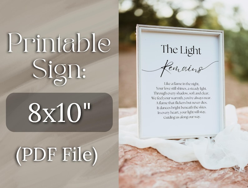 Memorial Table Sign: Celebration of Life Poem (8x10 PDF Download) - Etsy