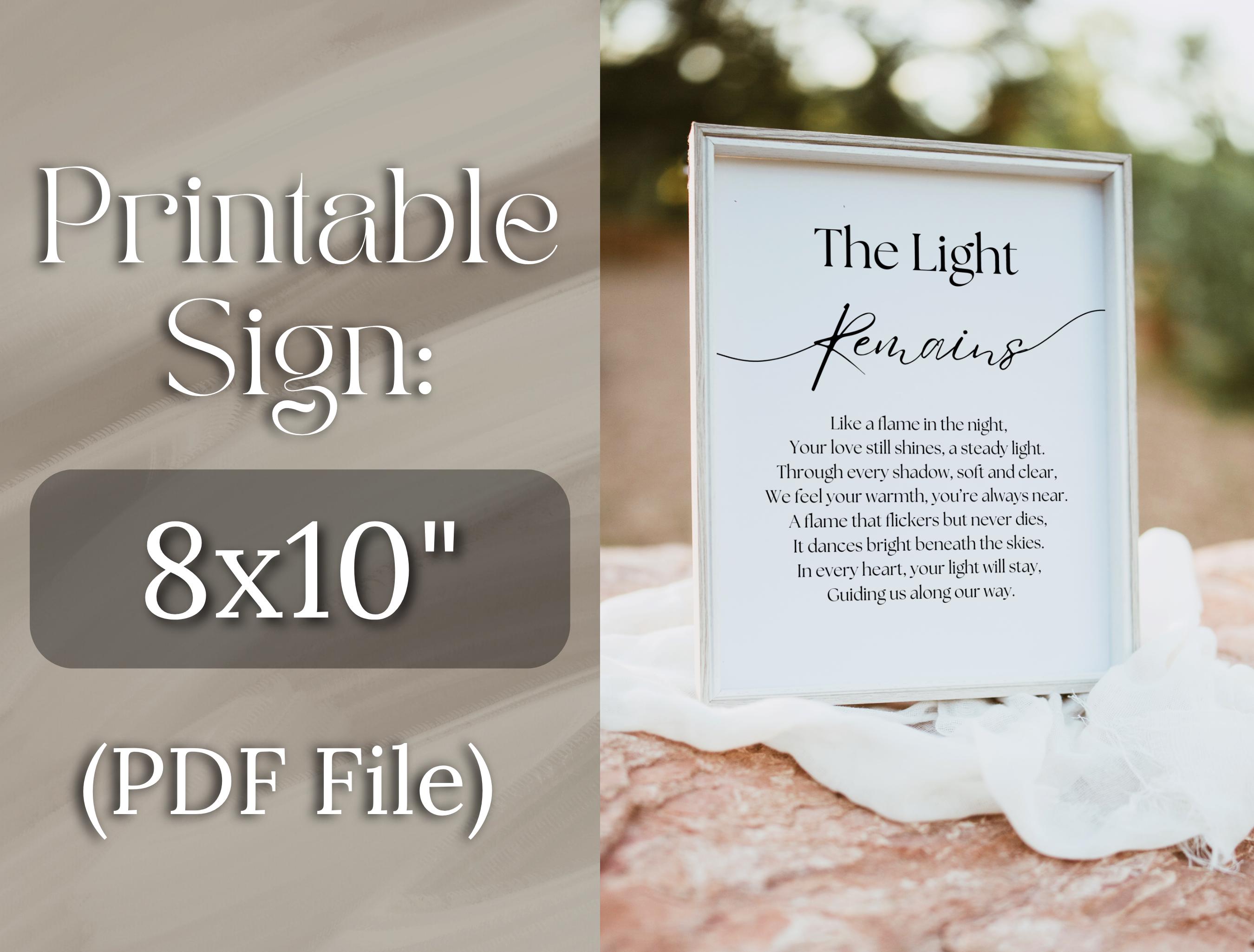 Memorial Table Sign: Celebration of Life Poem (8x10 PDF Download) - Etsy