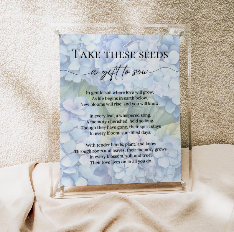 Memorial Seed Packet Sign: Celebration of Life Favors (digital Download ...