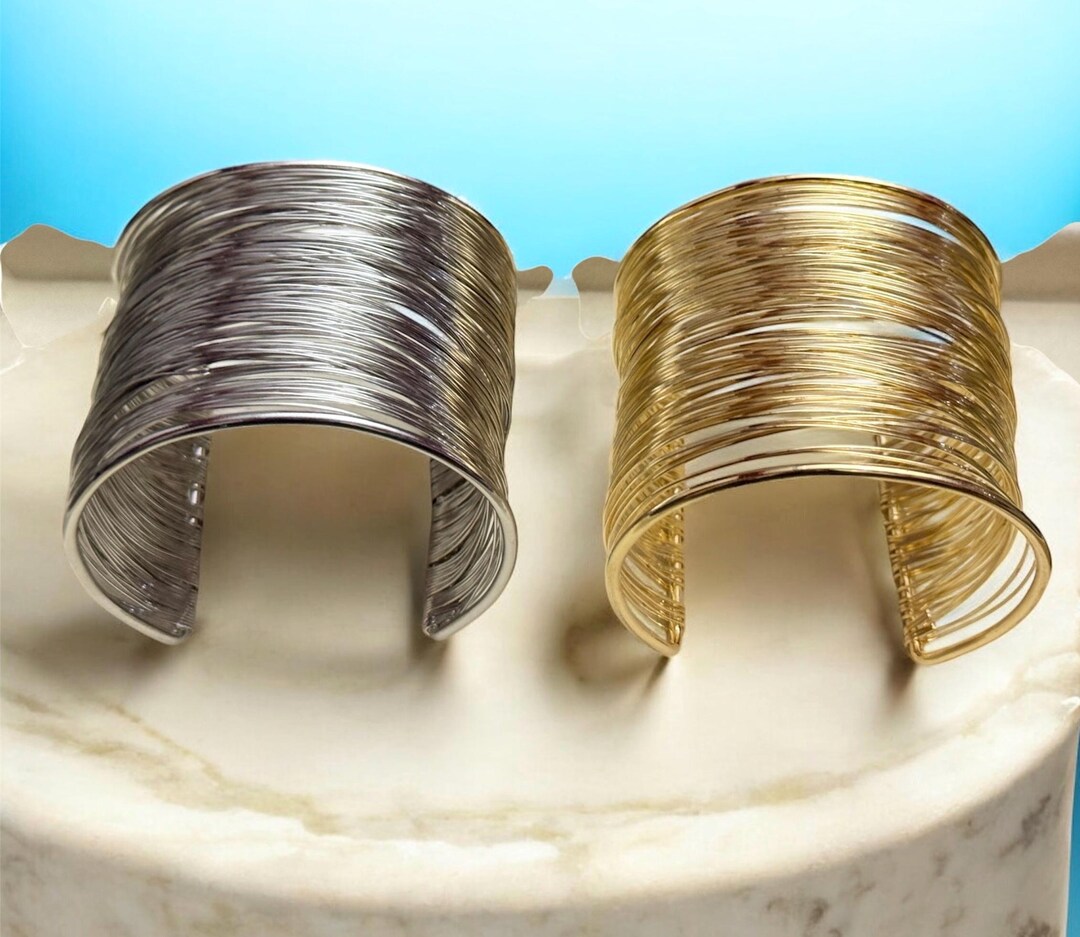 Handmade Brass Bangle Bracelet,wire Metal Coil Thin Thread Open Cuff ...