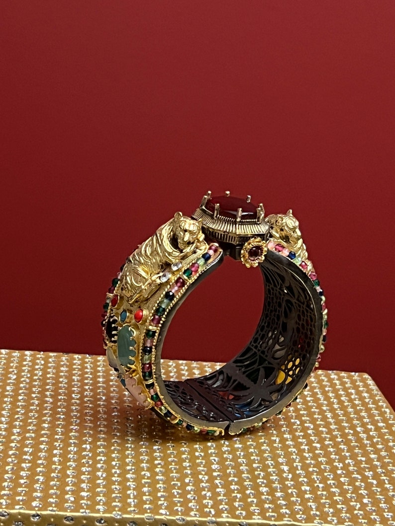 Indian Victorian Multicolor Kada Sabyasachi Bracelet Red Ruby Bangle ...
