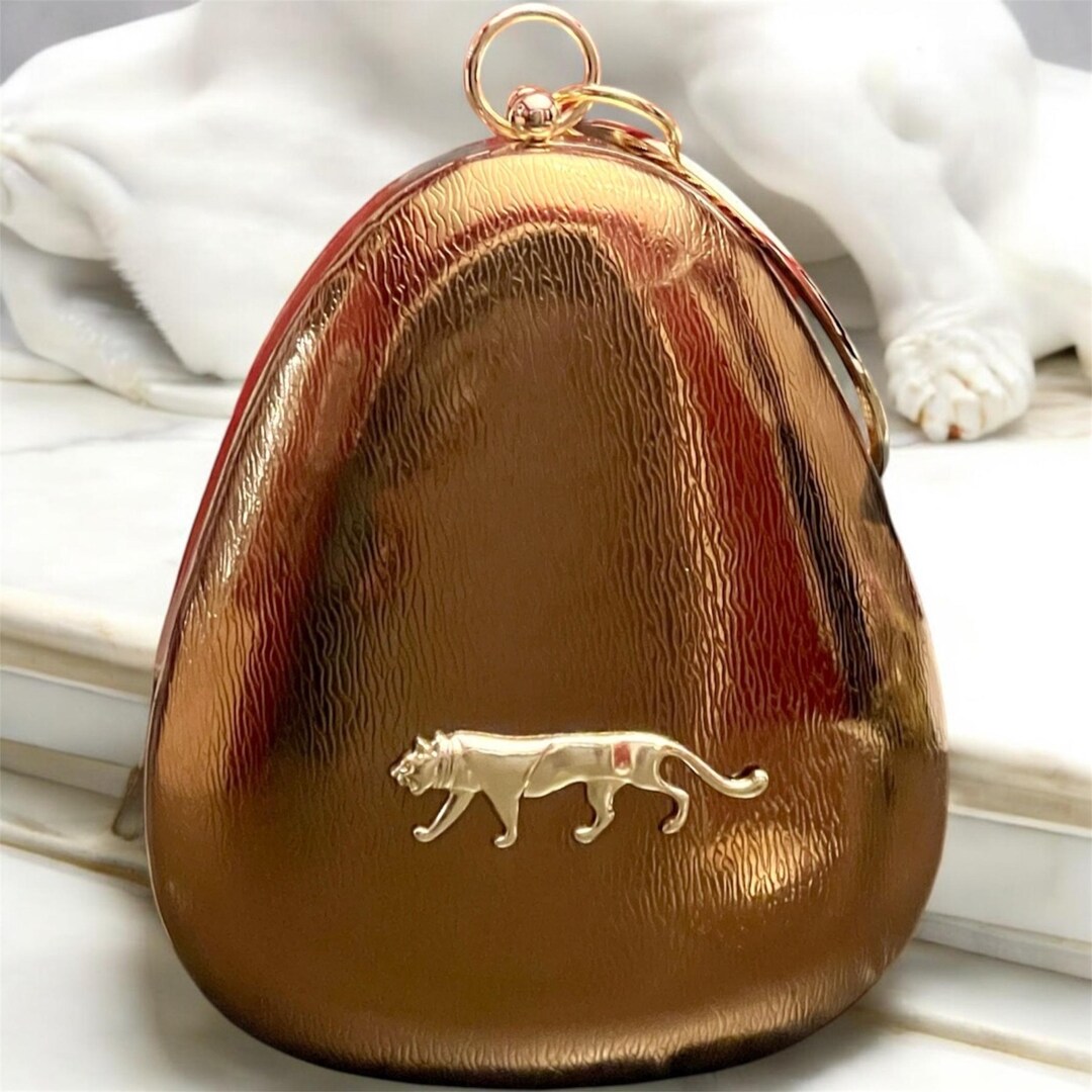 Sabyasachi-inspired Gold Panther Clutch,luxury Designer Evening Bag ...