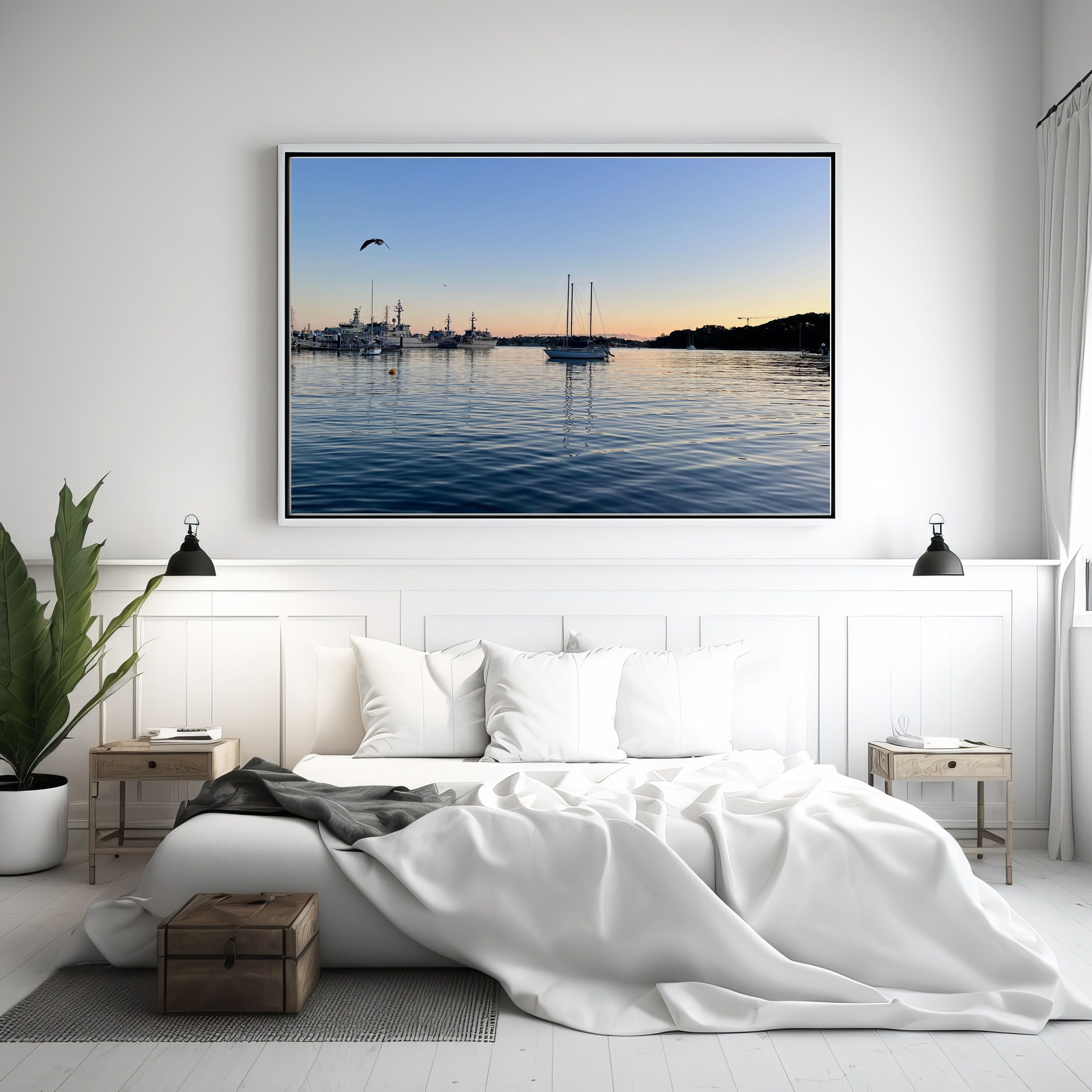 Printable Sunset Marina Wall Art Water Print Boat Wall - Etsy