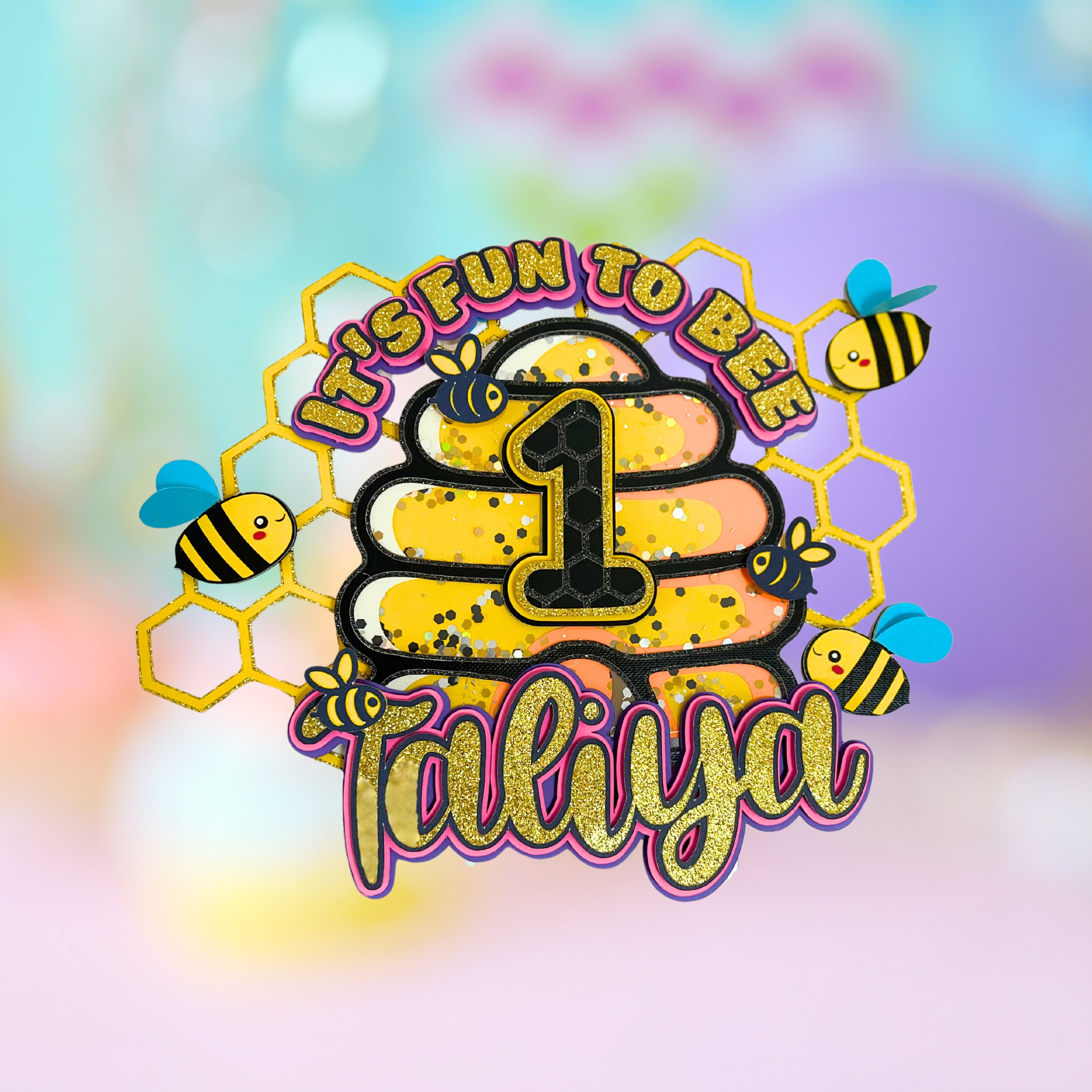 It's Fun to Bee One Cake Topper, Custom First Birthday Cake Topper, Bee ...