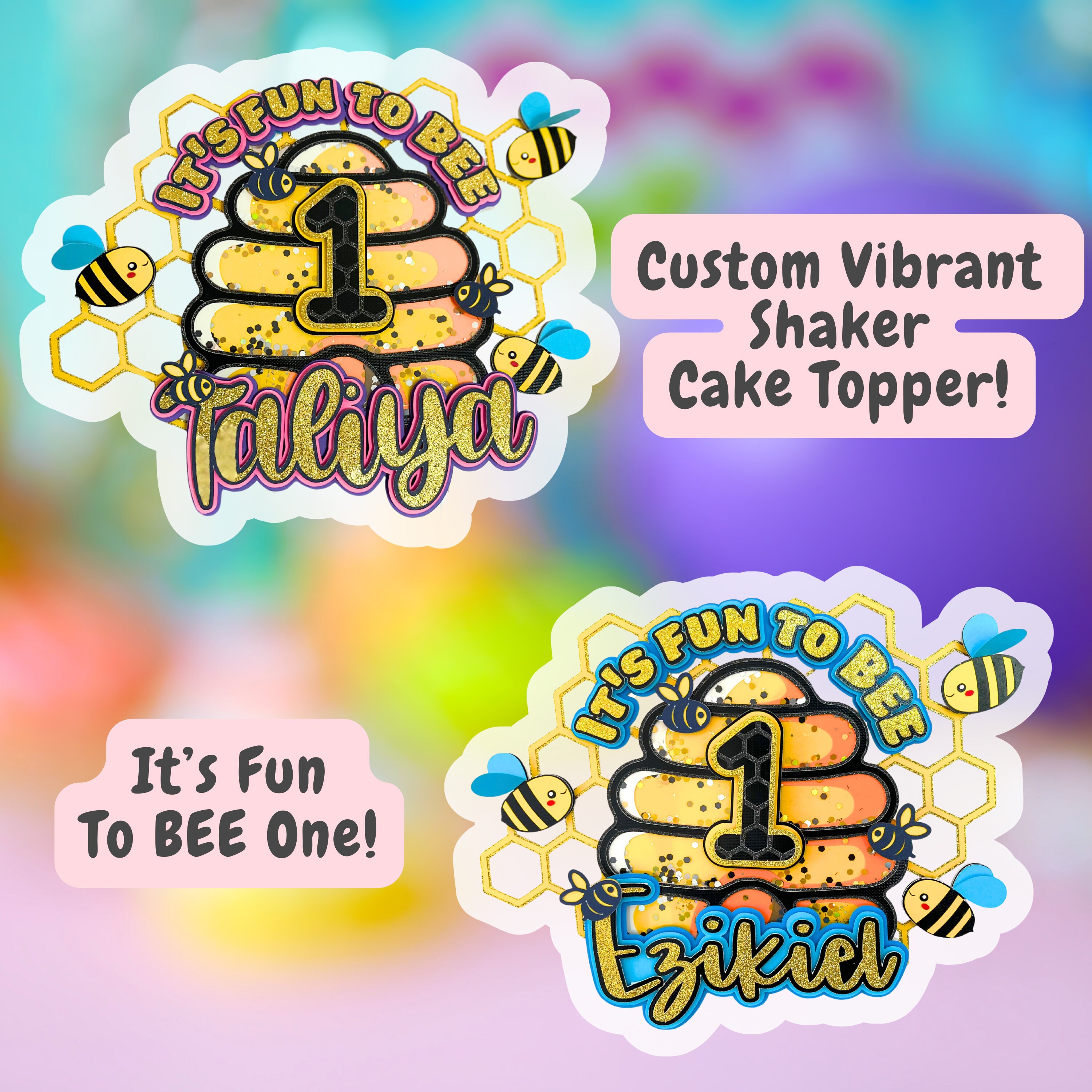 It's Fun to Bee One Cake Topper, Custom First Birthday Cake Topper, Bee ...