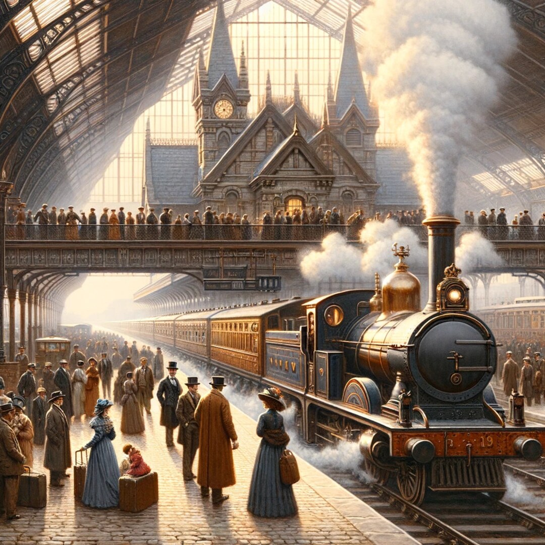 Vintage Railway Painting 19th-century Art Steam Locomotive - Etsy