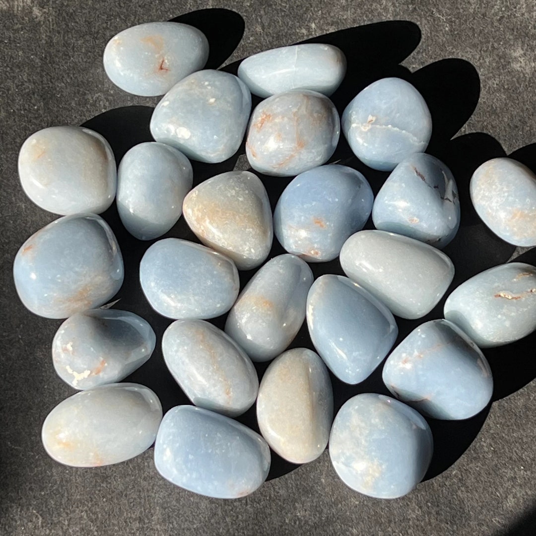 Angelite Tumble Stone, Natural Mineral, Blue Crystals - Etsy