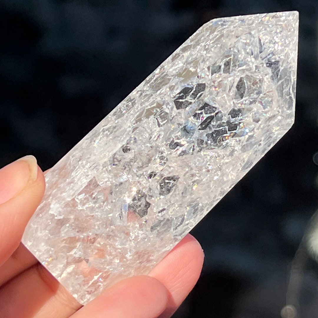 Cracked Clear Quartz Crystal Point, Rainbow Quartz, Model 9 (from ...