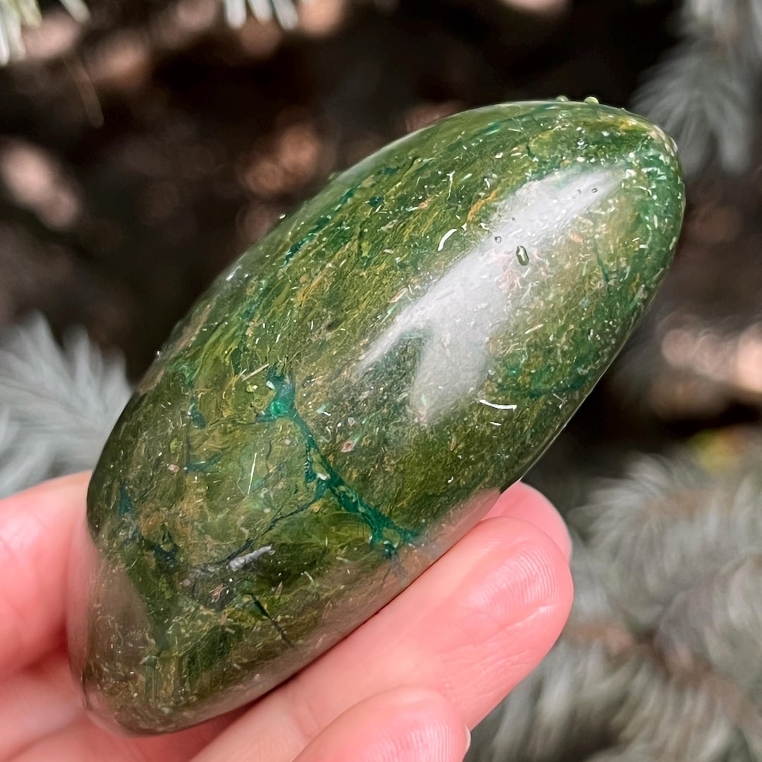 Rare Large Verdite / Dark Serpentine Crystal Palmstone From Zimbabwe ...