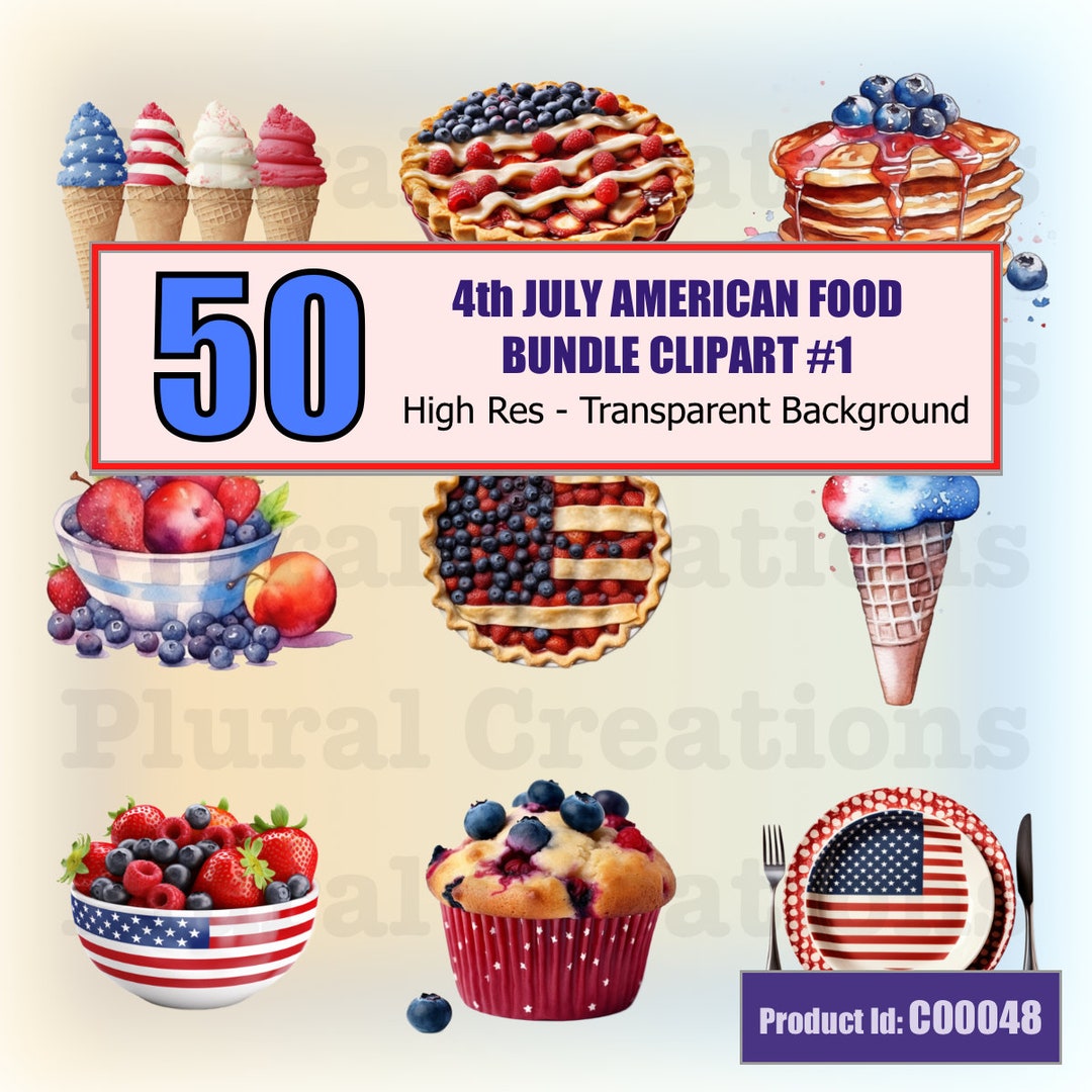 4th July American Food Clipart Bundle 1 Independence Day - Etsy