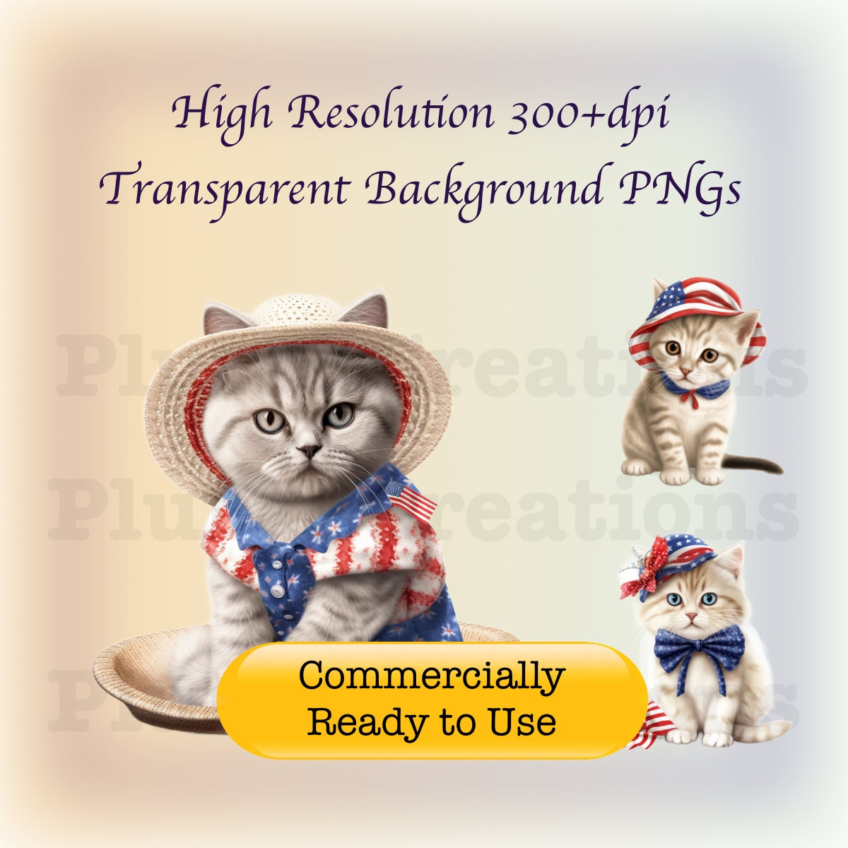 4th July Clipart Bundle 1 Cute Cats Graphics Fourth July - Etsy