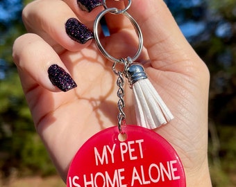 Pet Alert Keychain, My Pet is Home Alone Keychain, Emergency Pet ...