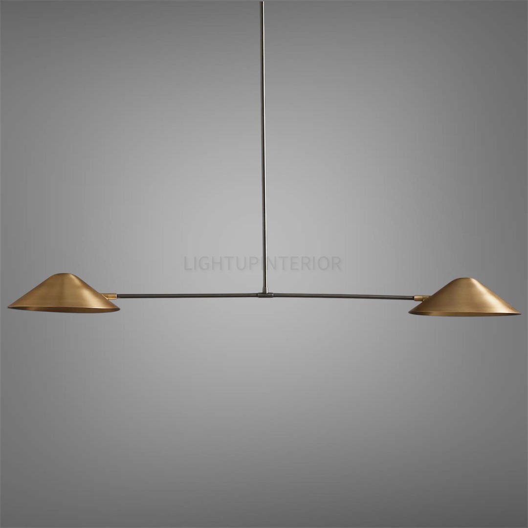 1950s Style Mid Century Modern Brass Light Fixture Double Dome ...