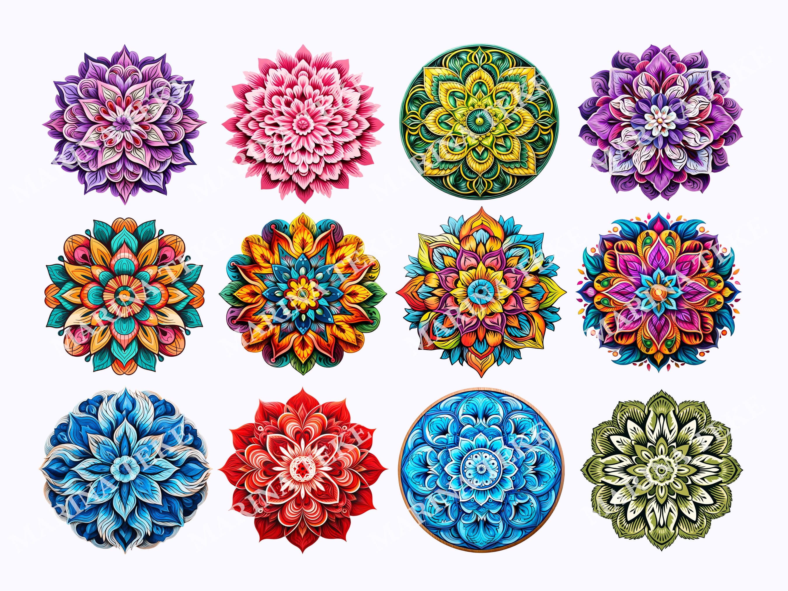 33 Woodcut Mandalas Clipart, Mandala Clipart, Instant Download, Clipart ...