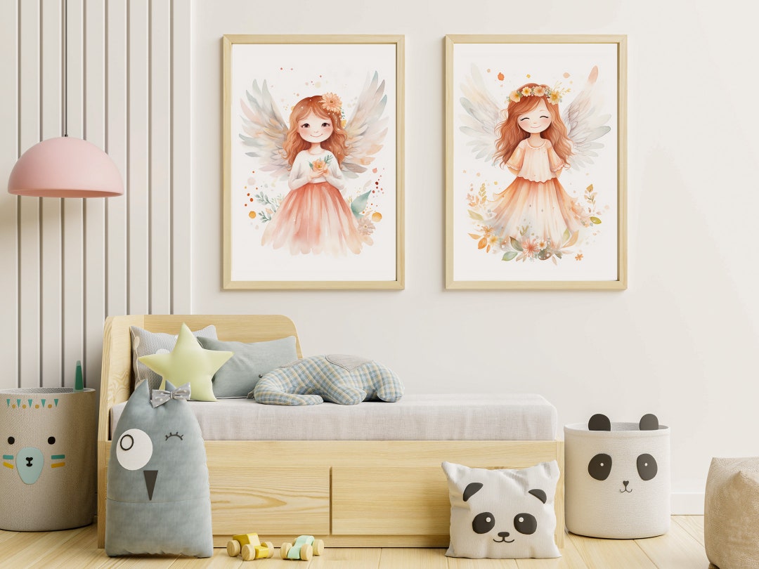 Baby Angels Set of 2, Digital Download Print, Watercolor Angels ...