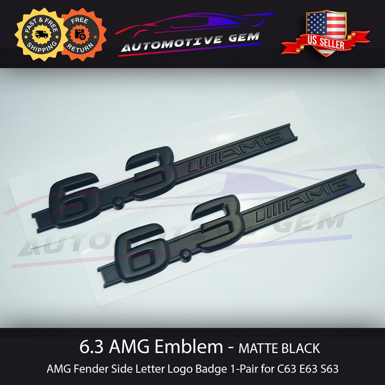 OEM 6.3 AMG Emblem Black Fender Logo Badge Nameplate Mercedes for C63 ...