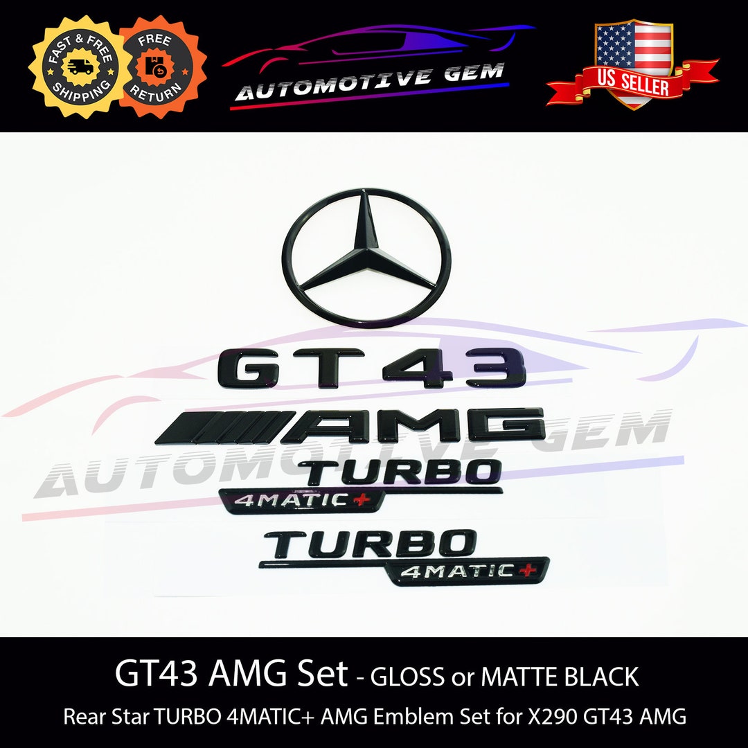 GT43 AMG TURBO 4MATIC Plus Star Emblem Black Badge Combo Set Mercedes ...