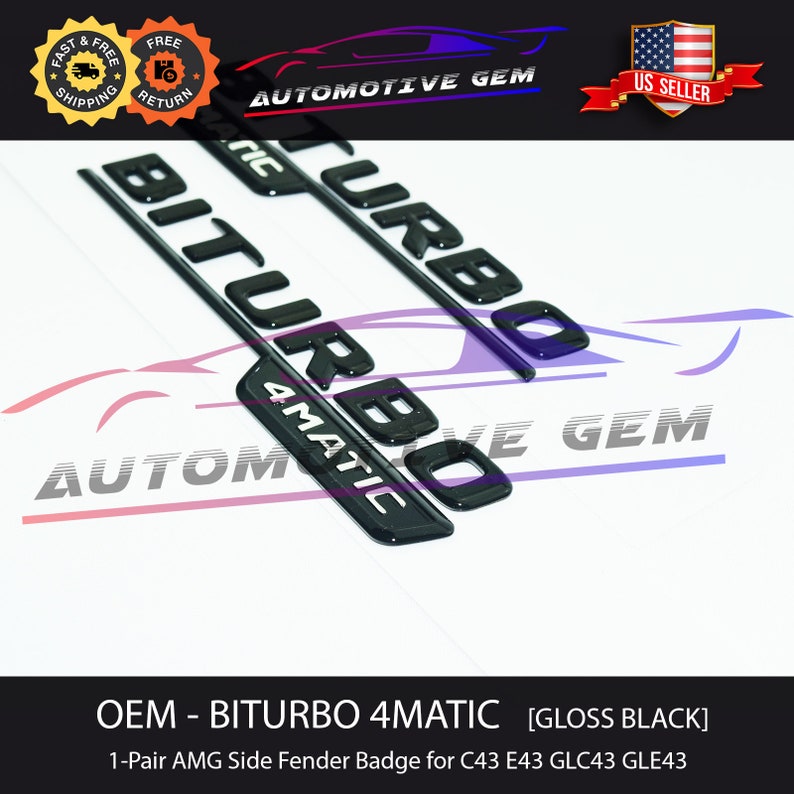 OEM BITURBO 4MATIC Fender AMG Emblem Black Mercedes for C43 - Etsy