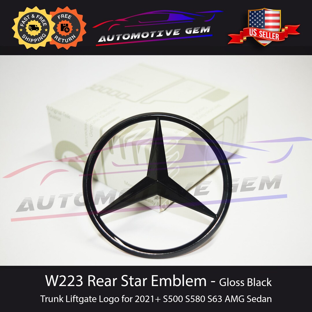 W223 S580 SEDAN AMG Trunk Star Emblem BLACK Rear Logo Mercedes S500 S63 ...