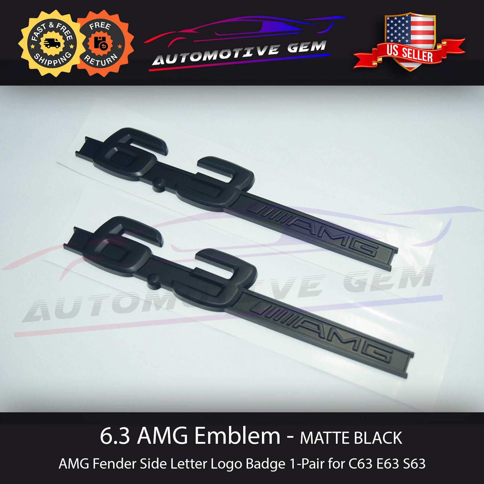 OEM 6.3 AMG Emblem Black Fender Logo Badge Nameplate Mercedes for C63 ...