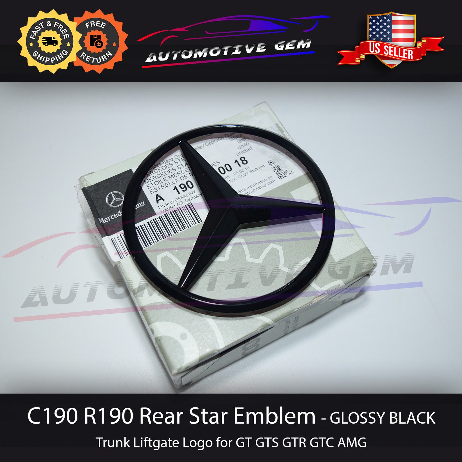 R190 C190 GT Mercedes BLACK Star Emblem Rear Trunk Lid Logo - Etsy