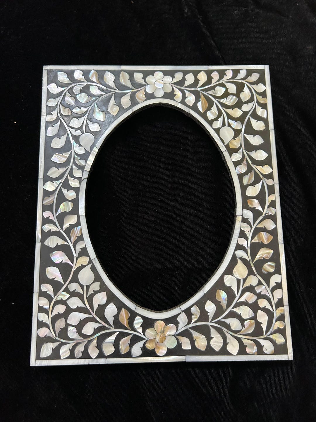 Handcrafted Mother of Pearl Picture Frame, Camel Bone Inlay, Vintage ...