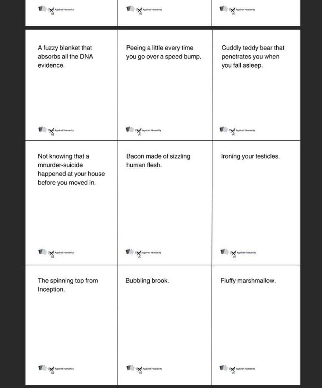 Chatgpt-generated Cards Against Humanity Expansion Pack print PDF at ...