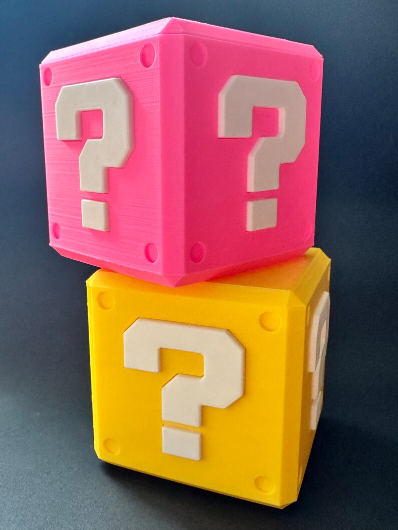 3D Printed Mario Question Mark Storage Cube - Etsy