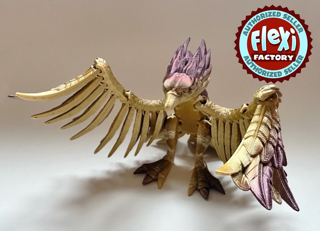 3D Printed Articulated Phoenix With or Without Fire/ice Base - Etsy UK