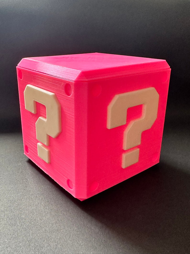 3D Printed Mario Question Mark Storage Cube - Etsy