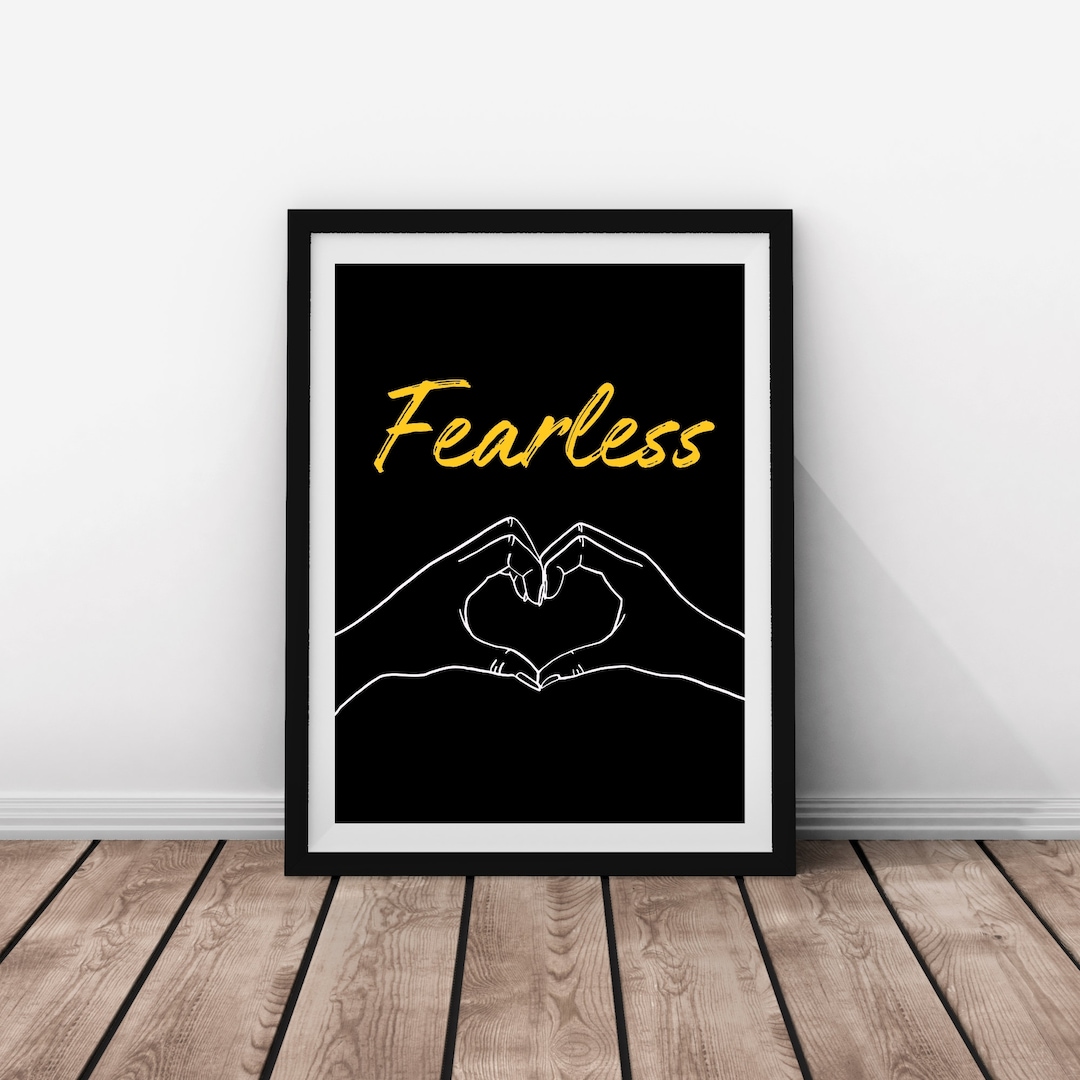 Fearless Print, Room Decor, Black and Yellow, Digital Print, Song ...
