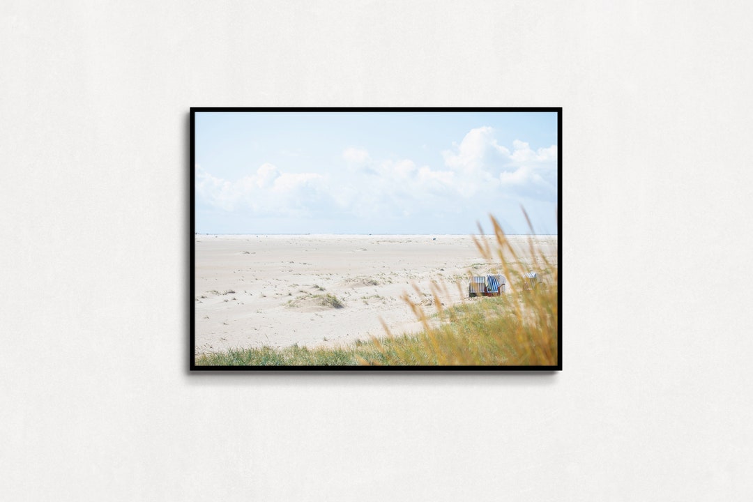 Amrum Poster | Nordsee Küste | Strandkorb Bild | Strandbild Dünen Meer ...