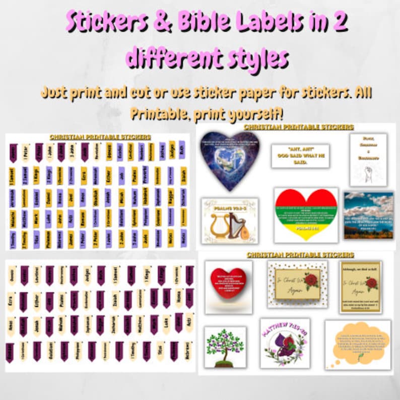 Printable Christian Stickers and Bible Tabs - Etsy