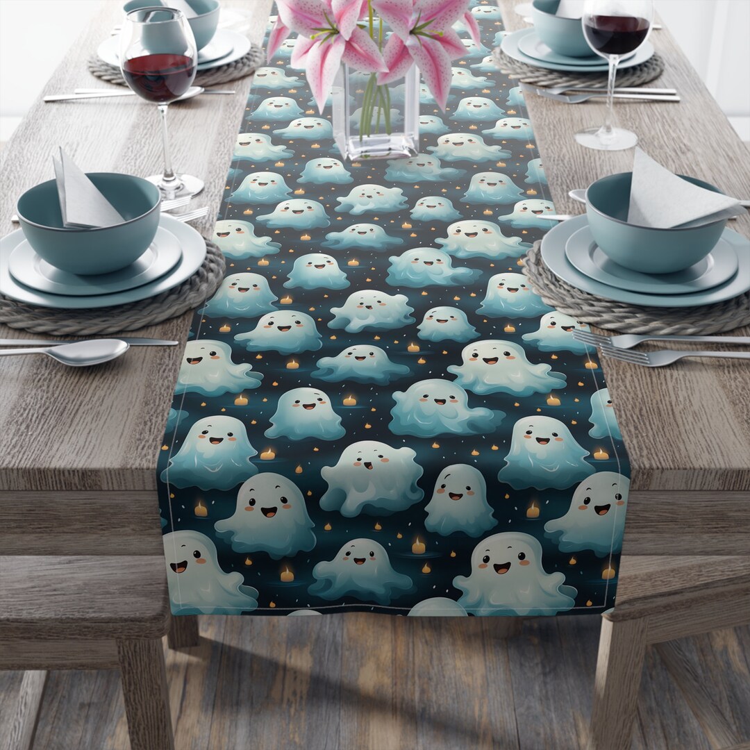 Happy Spooky Halloween Ghosts Table Runner cotton Poly - Etsy