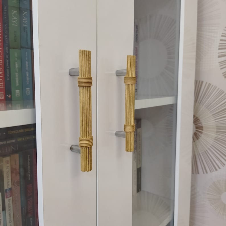 Beige Rattan Drawer Pull Rattan Knob Rustic Rattan Handle - Etsy