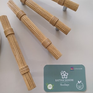 Beige Rattan Drawer Pull, Rattan Knob Rustic Rattan Handle, Wicker ...