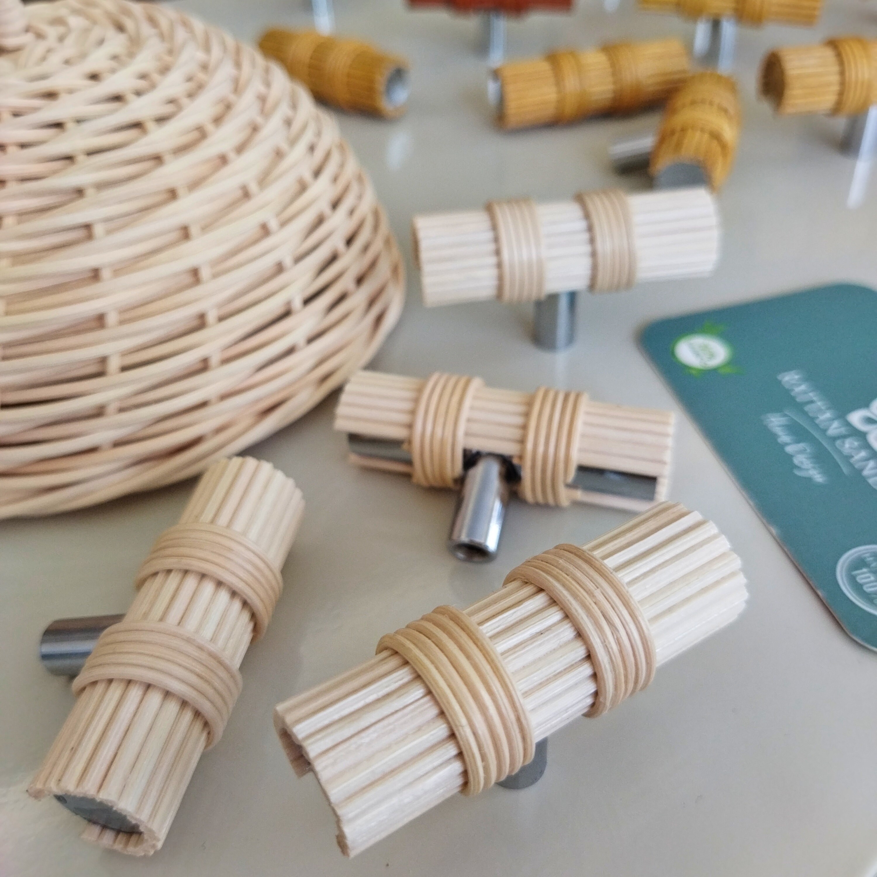 Boho Rattan Knobs, Bamboo Wicker Drawer Pulls for Drawers, Natural ...